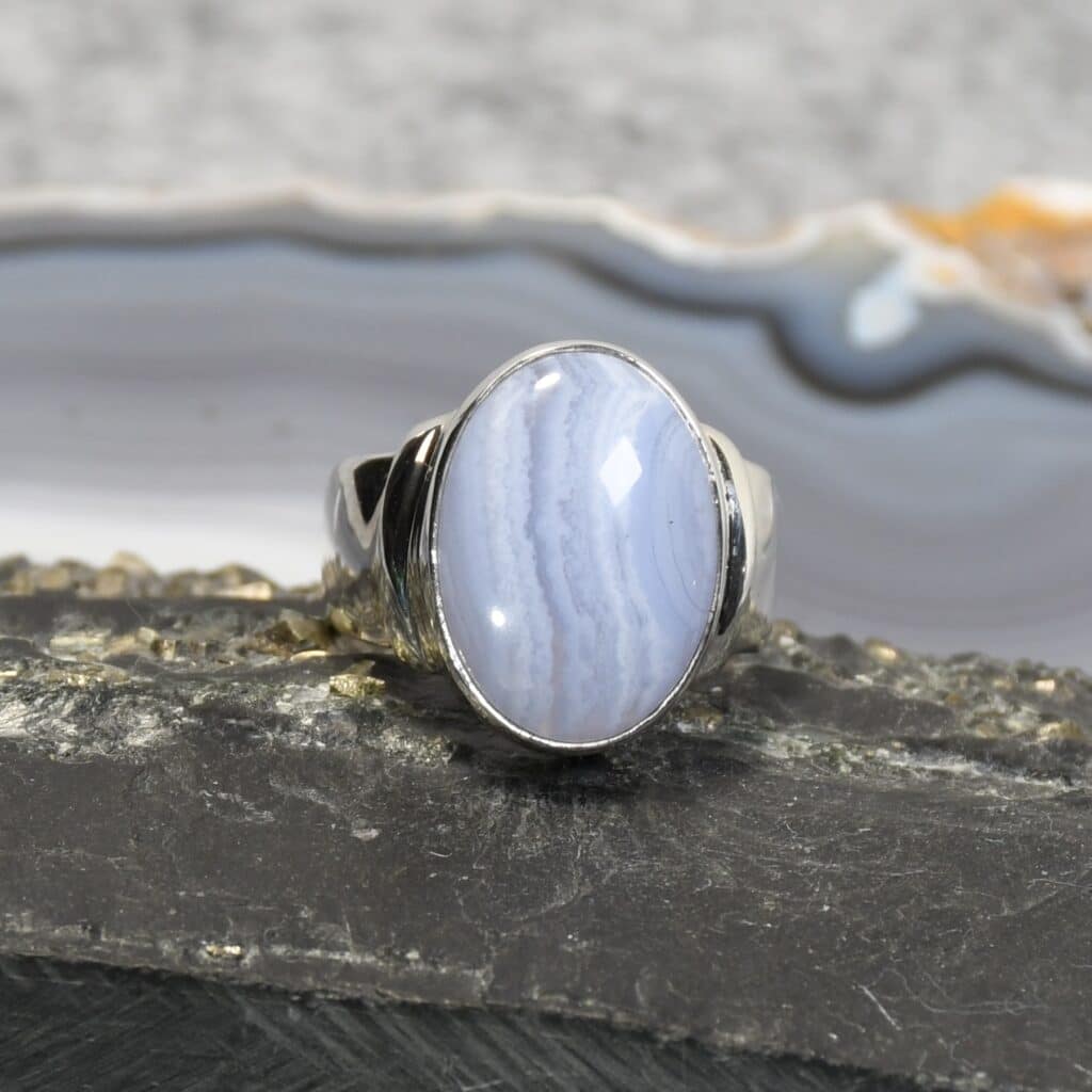 Chalcedon Ring, 925er Silber, handgefertigter Unikat-Schmuck